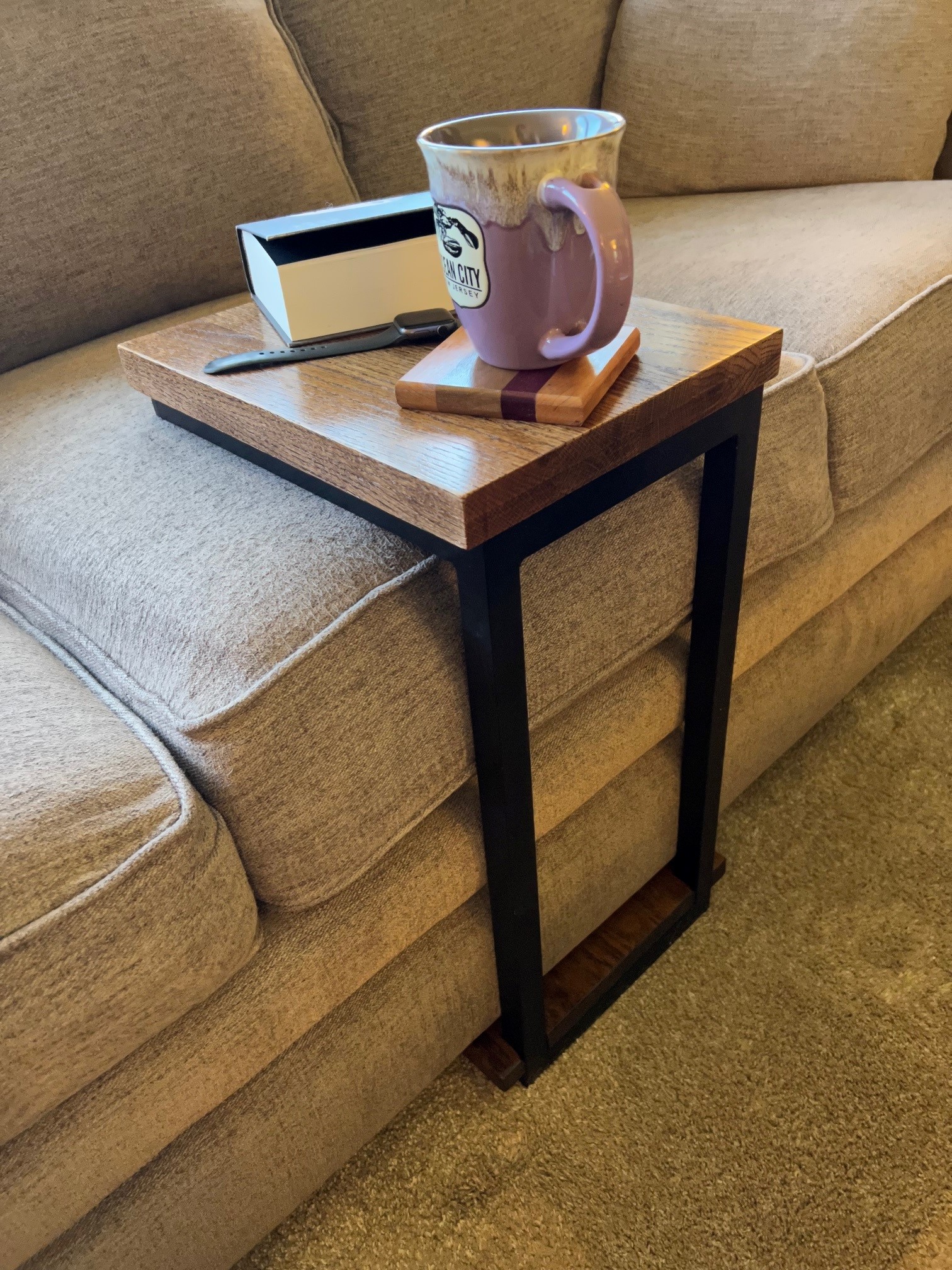 Oak and Steel C-Table - Iron Heart Woodworking